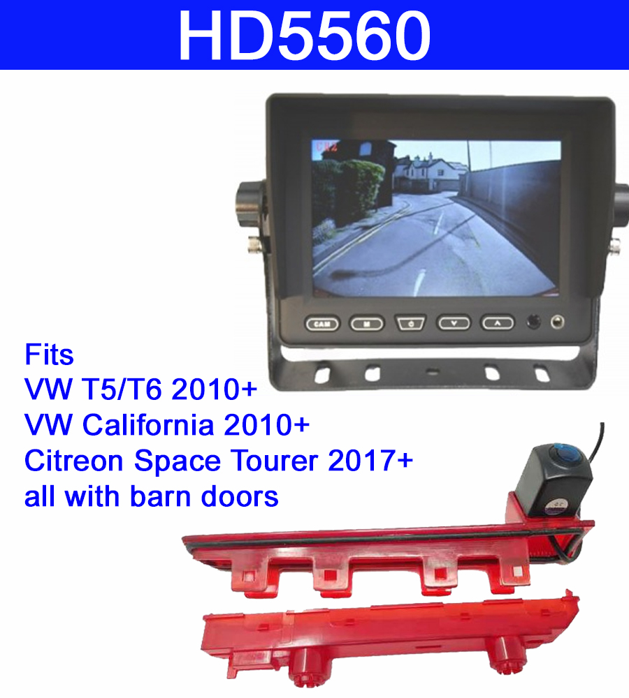 HD5560 5 inch heavy duty dash mount monitor and T5 brake light camera ...